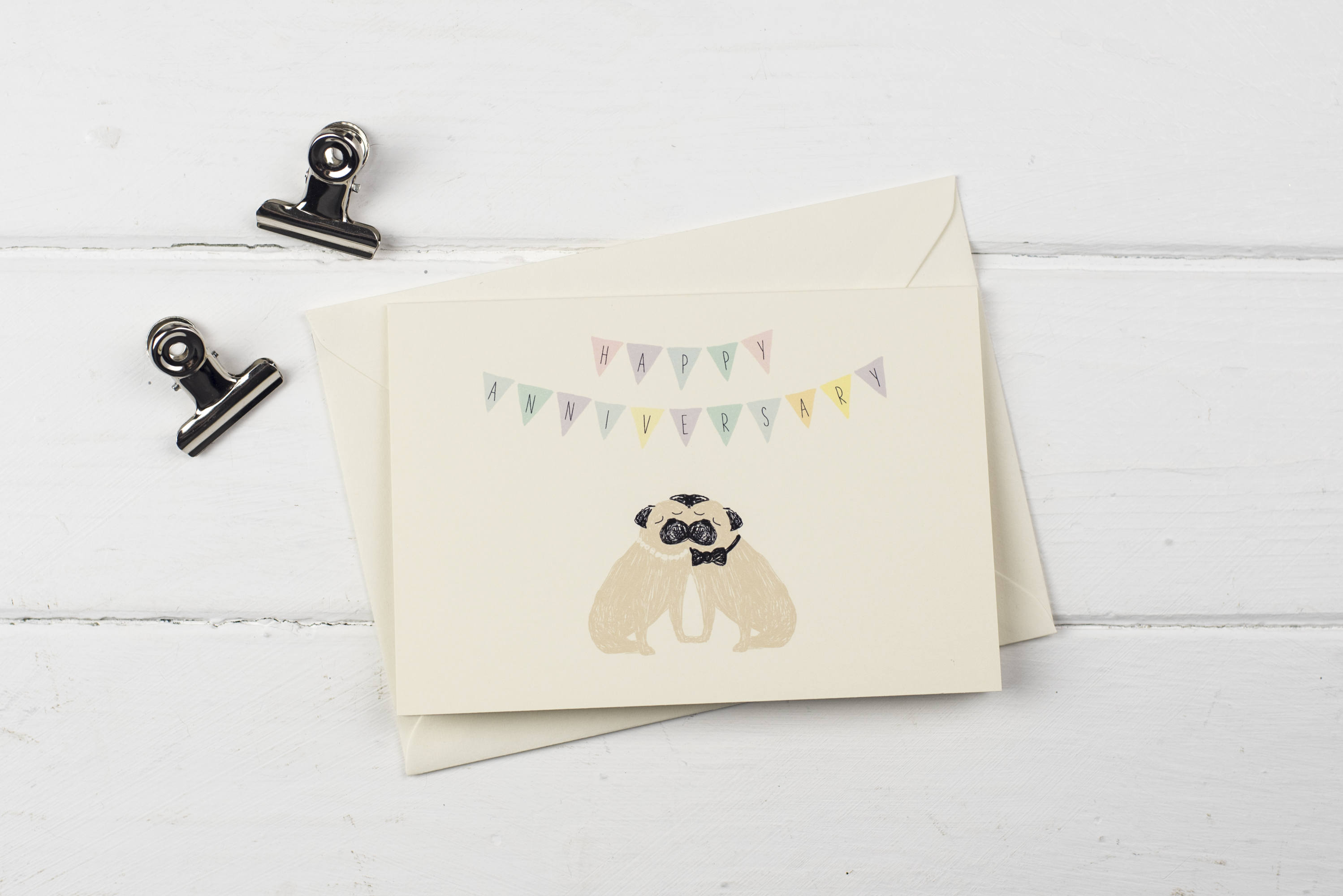 Pug Anniversary Greetings Card - Etsy