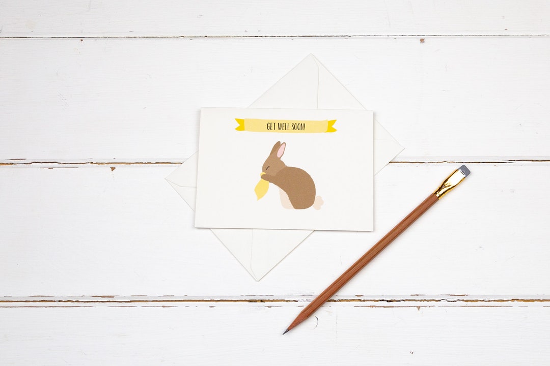 Bunny Rabbit Get Well Soon Card - Etsy