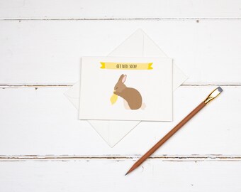 Not Feeling Well Rabbit Get Well Soon Card, Can Be Personalised ...