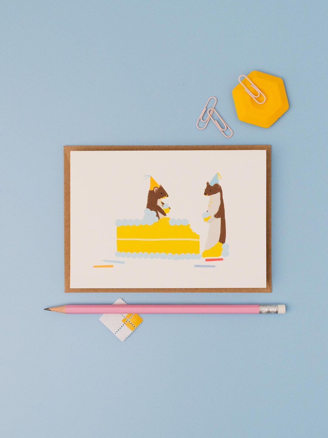 Birthday Cake Weasels Card - Etsy