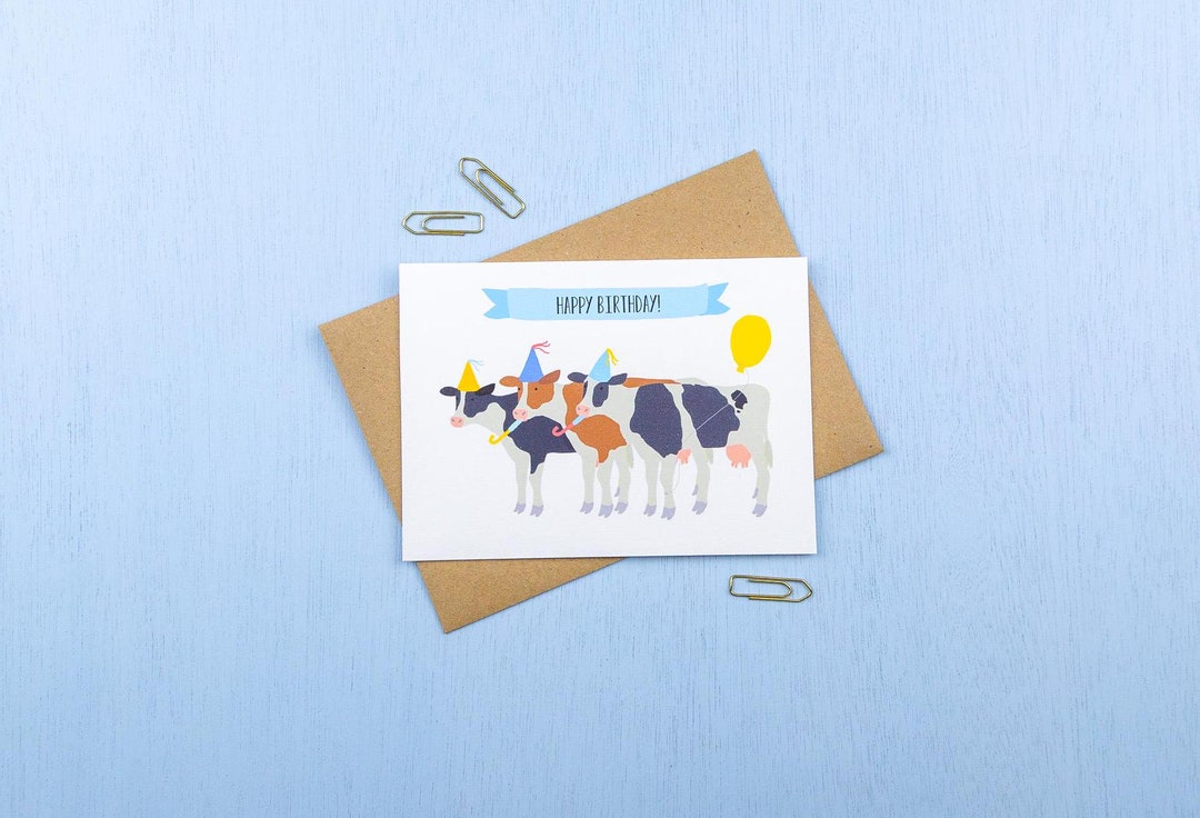 Cow Birthday Card- Birthday Cows- Farm Birthday- Cow Birthday Greetings ...