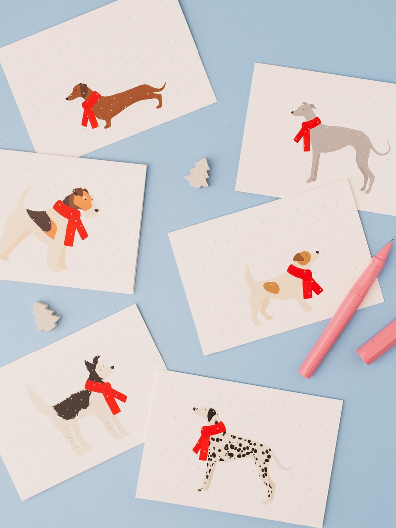 Whippet in the Snow- Christmas Greetings Card - Etsy