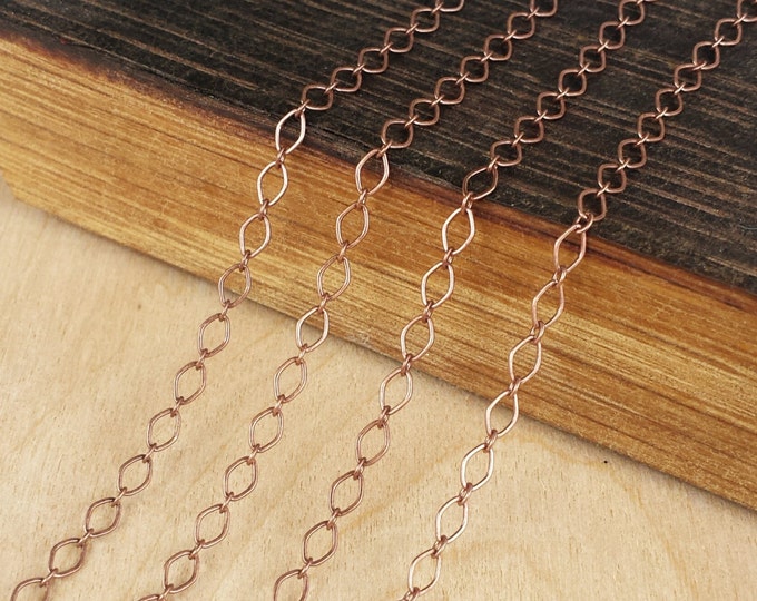 Antique Copper 4x3mm Flat Oval Chain - Bulk Chain: 5, 10, 25, 50 Feet ...