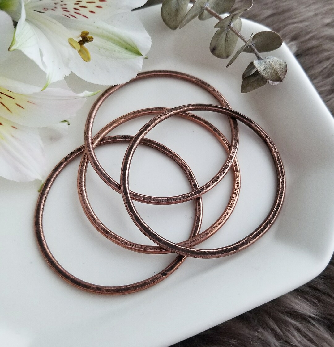 Flat Grande Hoop - Antique Copper >> 2 Pieces - 50mm - Open, Wire ...