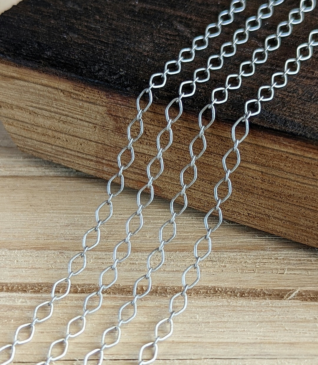 Antique Silver 4x3mm Flat Oval Chain - Bulk Chain: 5, 10, 25, or 50 ...