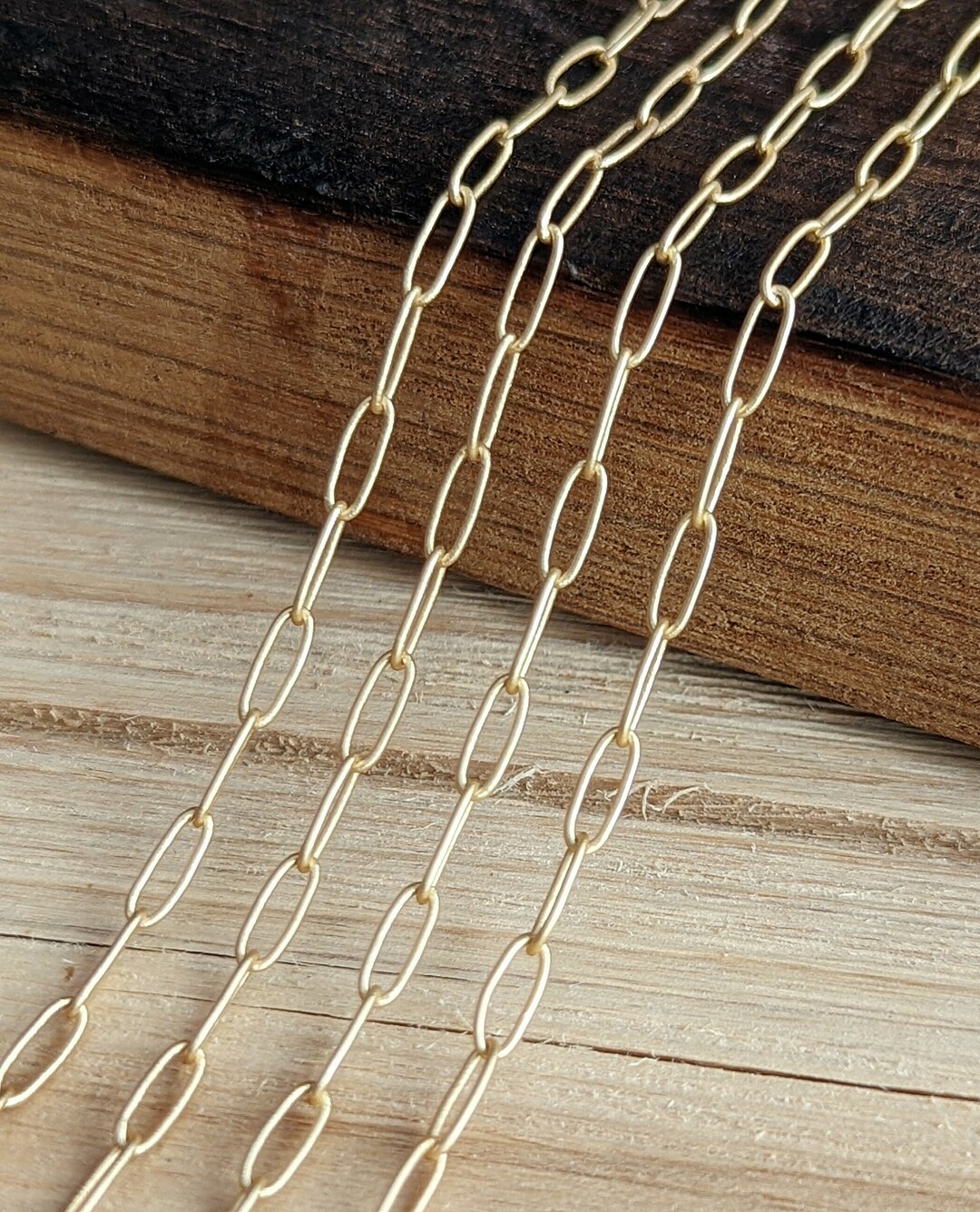 Satin Gold 7.9mm Paperclip Chain - Bulk Chain, 5 Feet, 10 Feet, 25 Feet ...