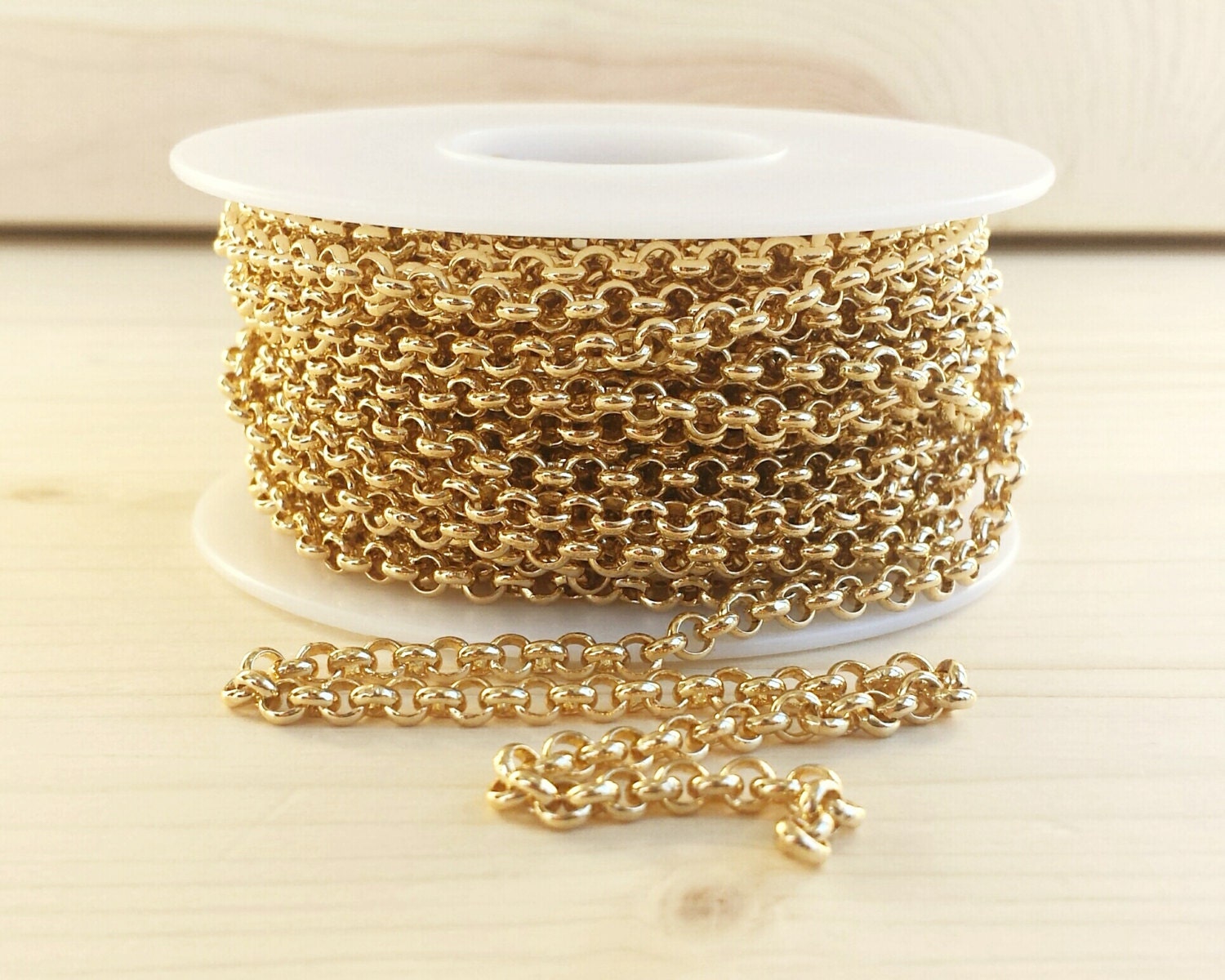 Gold 3.5mm Rolo Chain 5 10 25 or 50 Feet Bulk Chain - Etsy