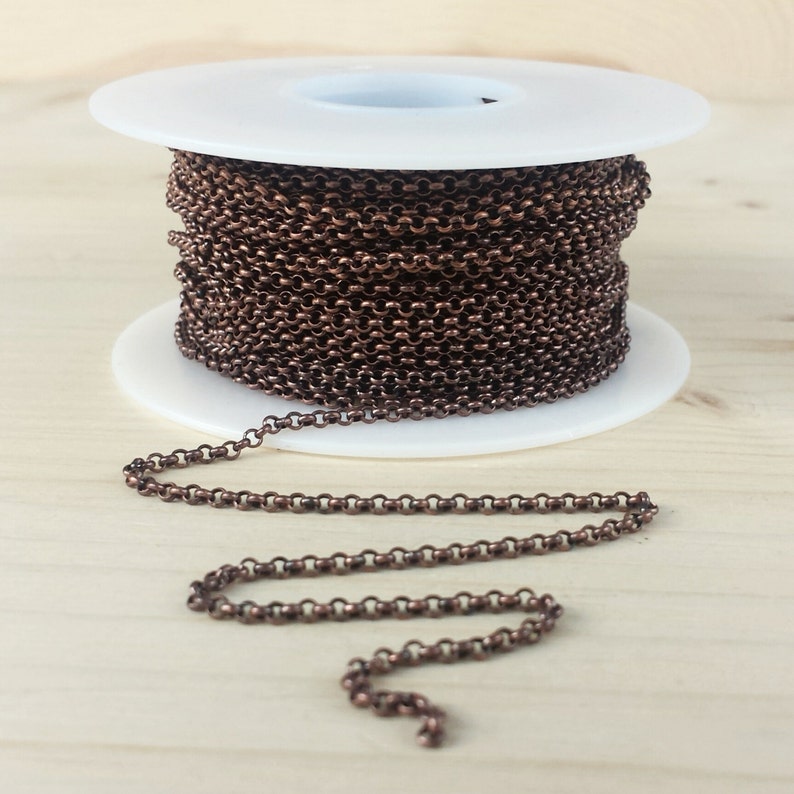 Antique Copper 2mm Rolo Chain - Bulk Chain: 5, 10, 25, or 50 Feet ...