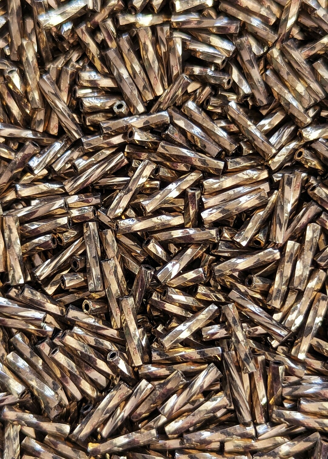 2.7mm X 12mm Twisted Bugle Beads - Metallic Dark Bronze - 10 Grams ...