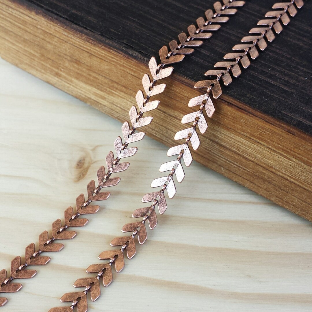 Antique Copper 6.5mm Chevron Chain - 1, 3, 10 or 25 Feet - Bulk Chain ...