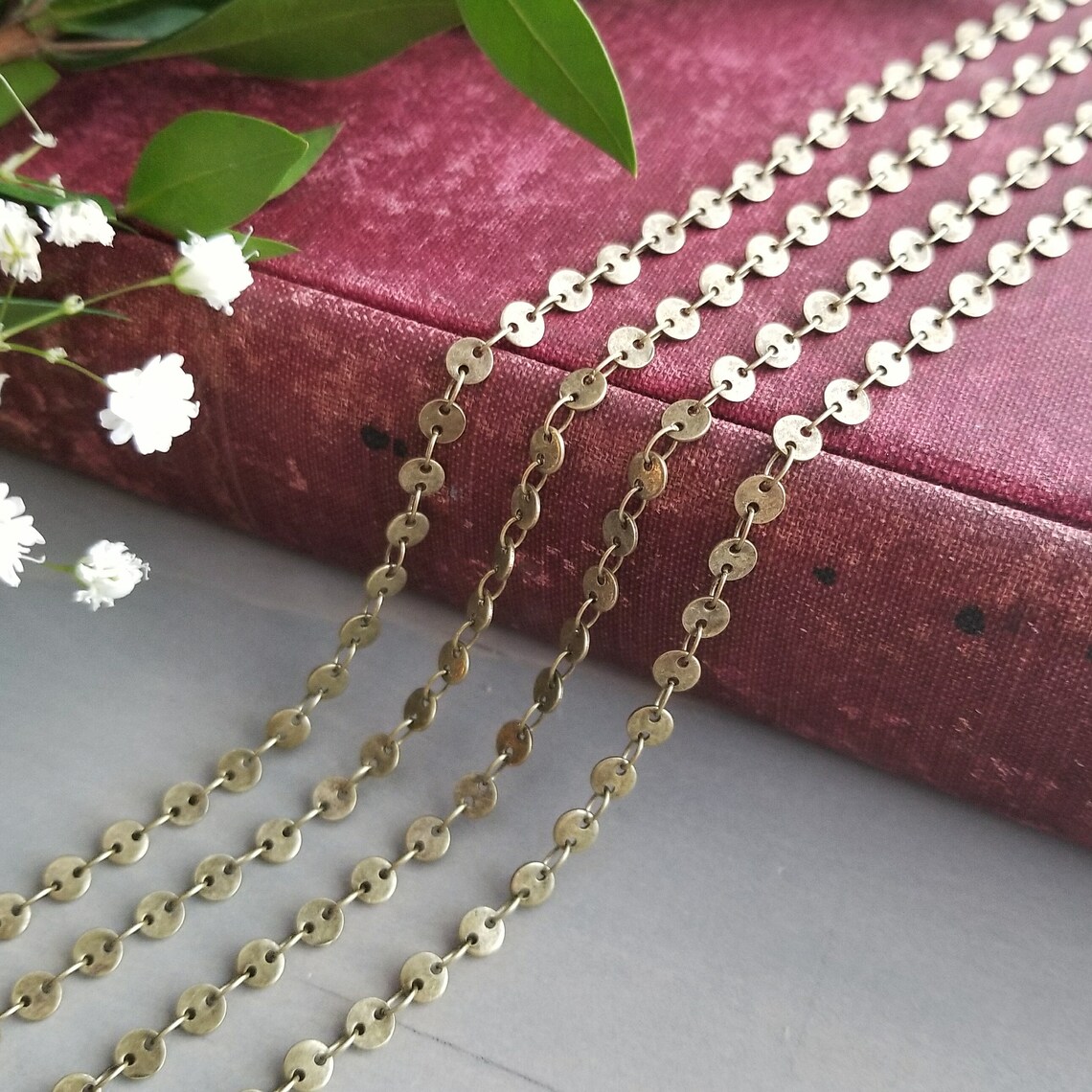 4mm Round Disc Chain Antique Brass Finish Bulk Chain 1 - Etsy
