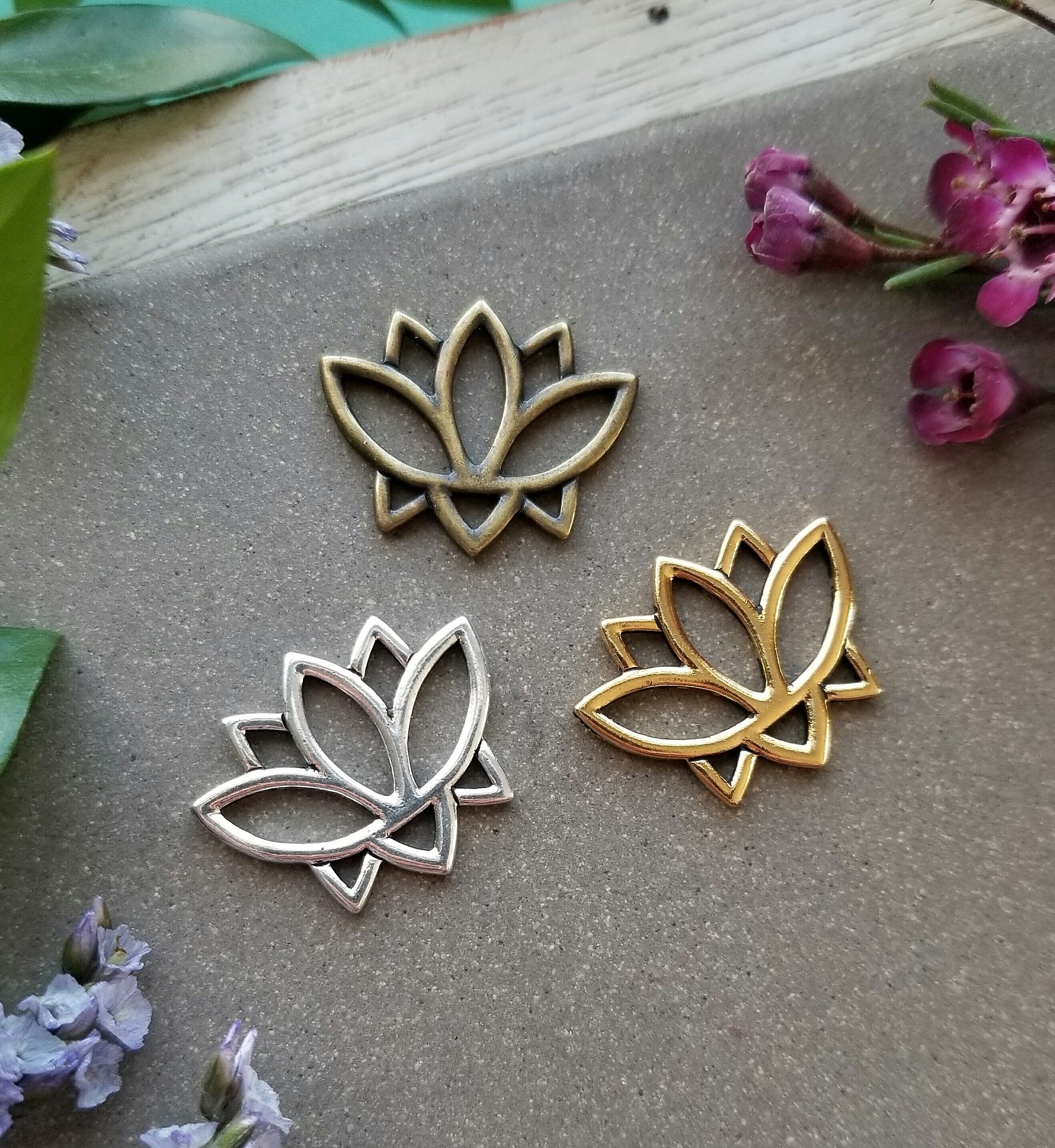 Open Lotus Link Silver Bulk 4 or 10 Pieces Lotus | Etsy