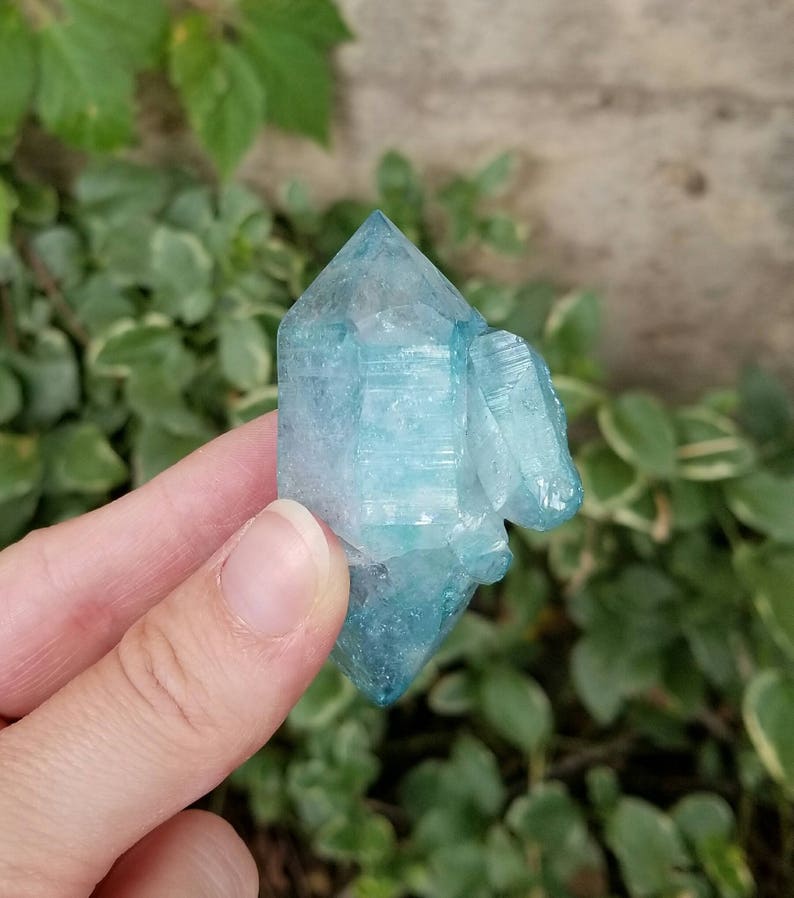 Aqua Aura Quartz Crystal Light Blue Rainbow Aura | Etsy