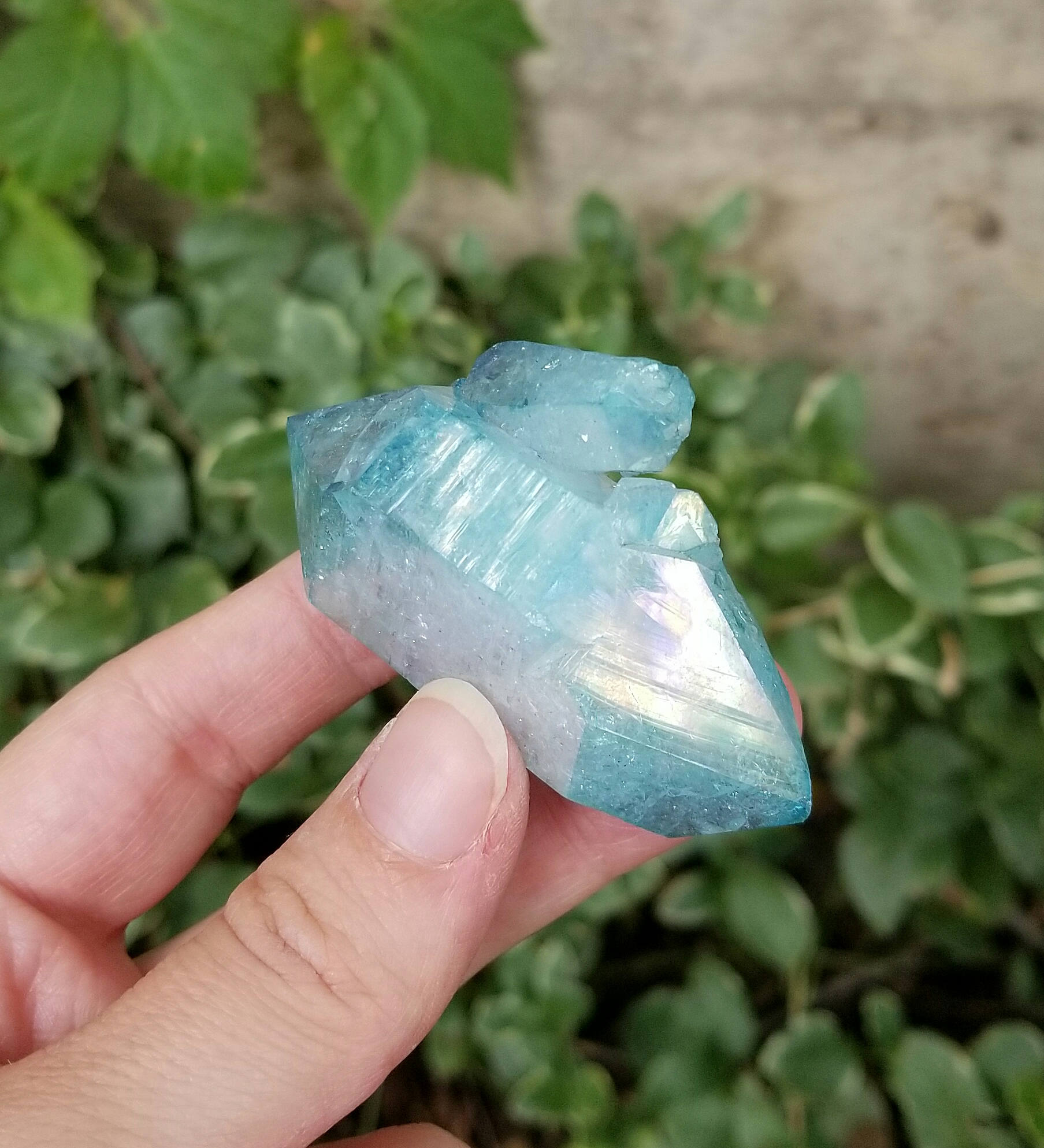 Aqua Aura Quartz Crystal Light Blue Rainbow Aura | Etsy