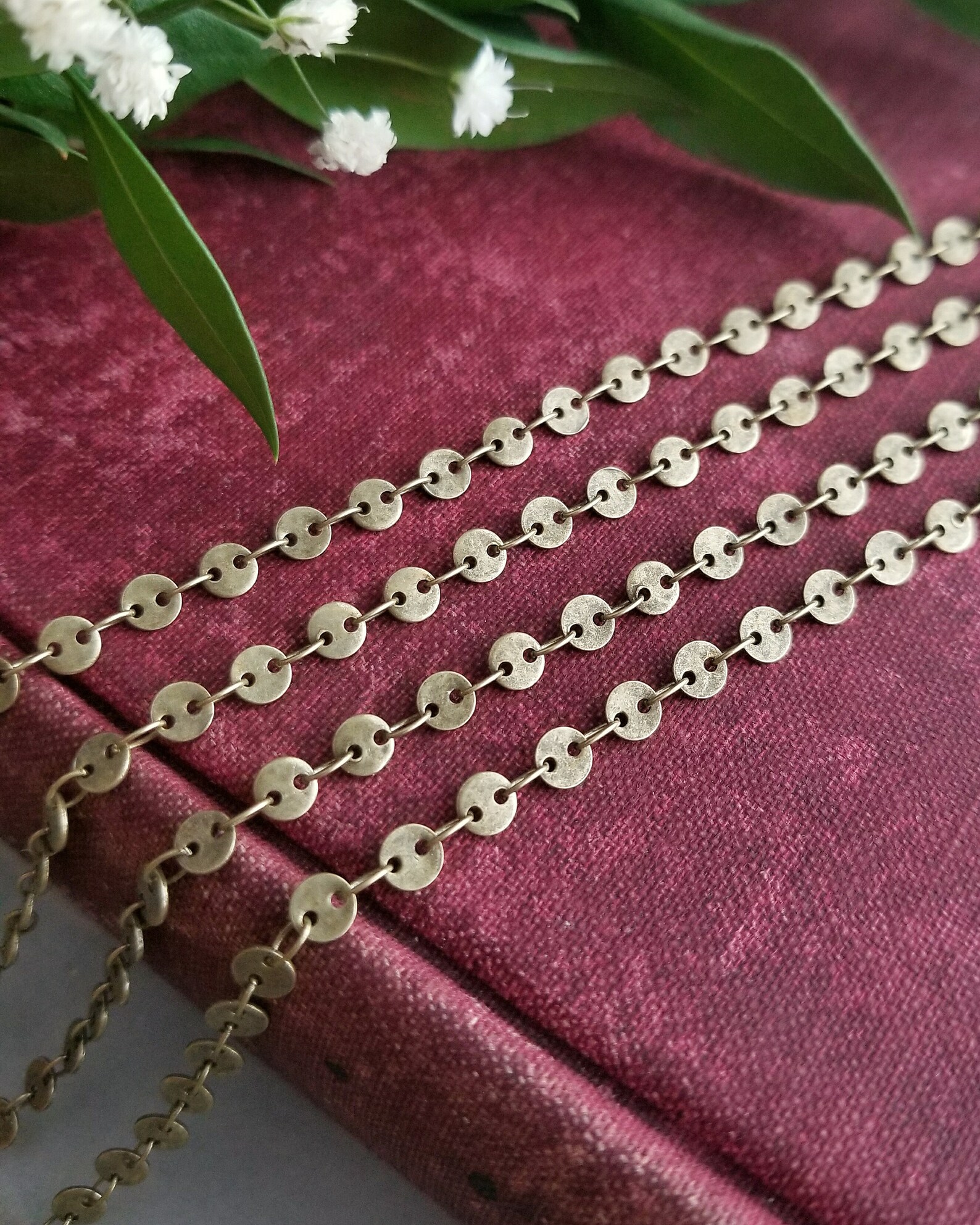 4mm Round Disc Chain - Antique Brass Finish - Bulk Chain, 1 Feet, 3 ...
