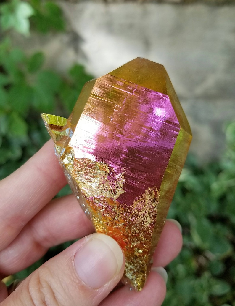 Sunset Aura Quartz Crystal Large Yellow Orange - Etsy