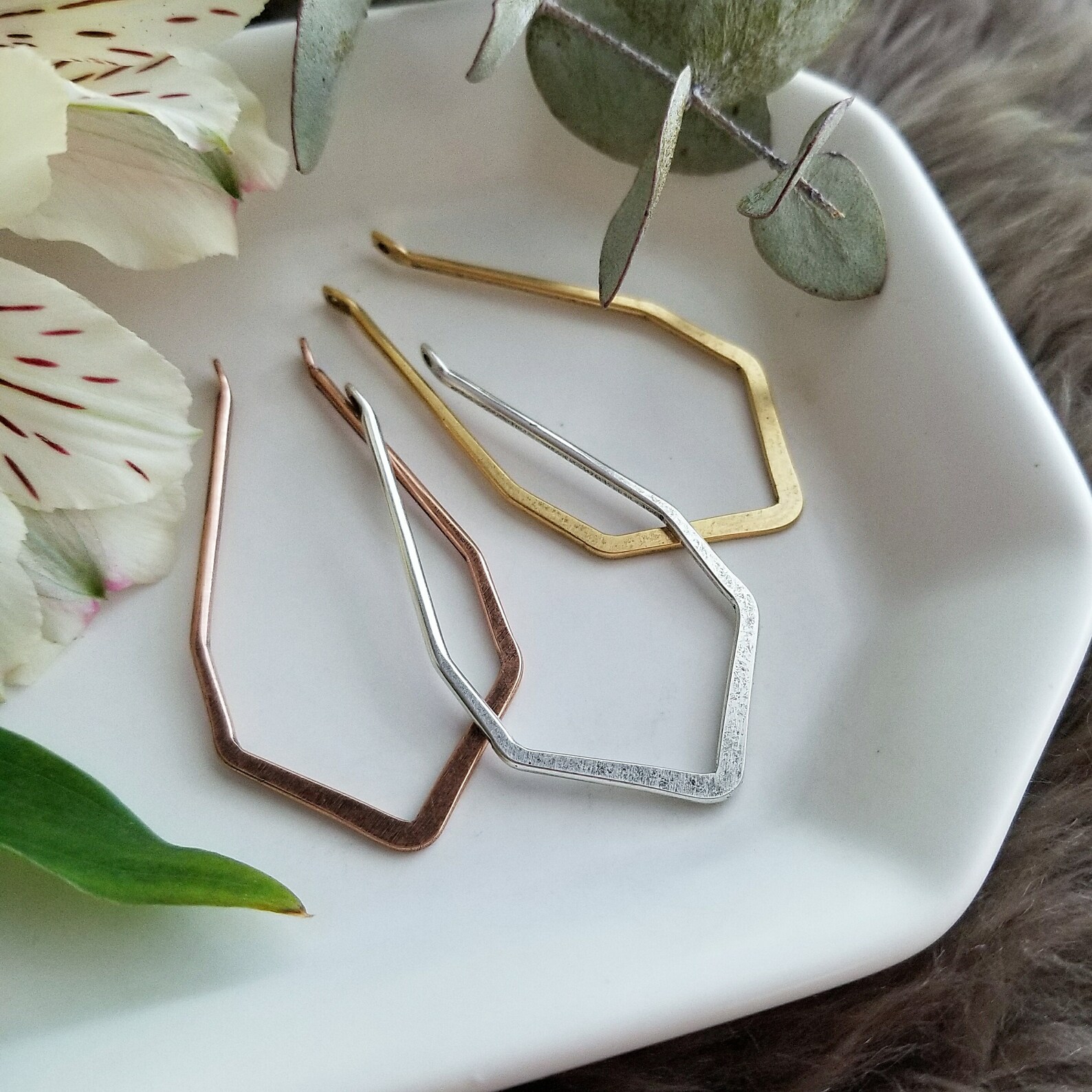 Open Geometric Frame Silver 2 Pieces 51mm X 26mm | Etsy