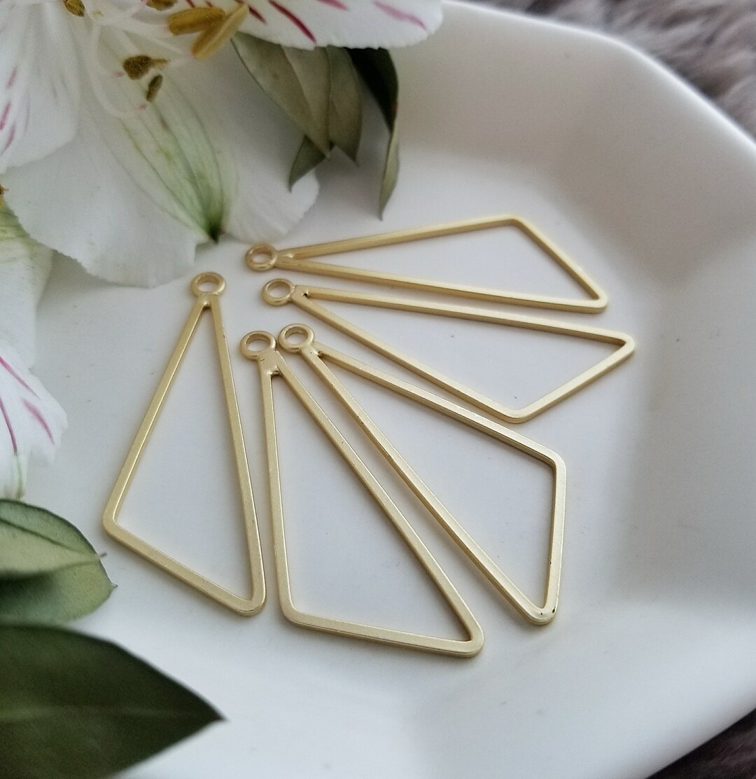 Satin Gold Triangle Charm >> 4 or 10 Pcs, Electroplated Pewter Charm ...