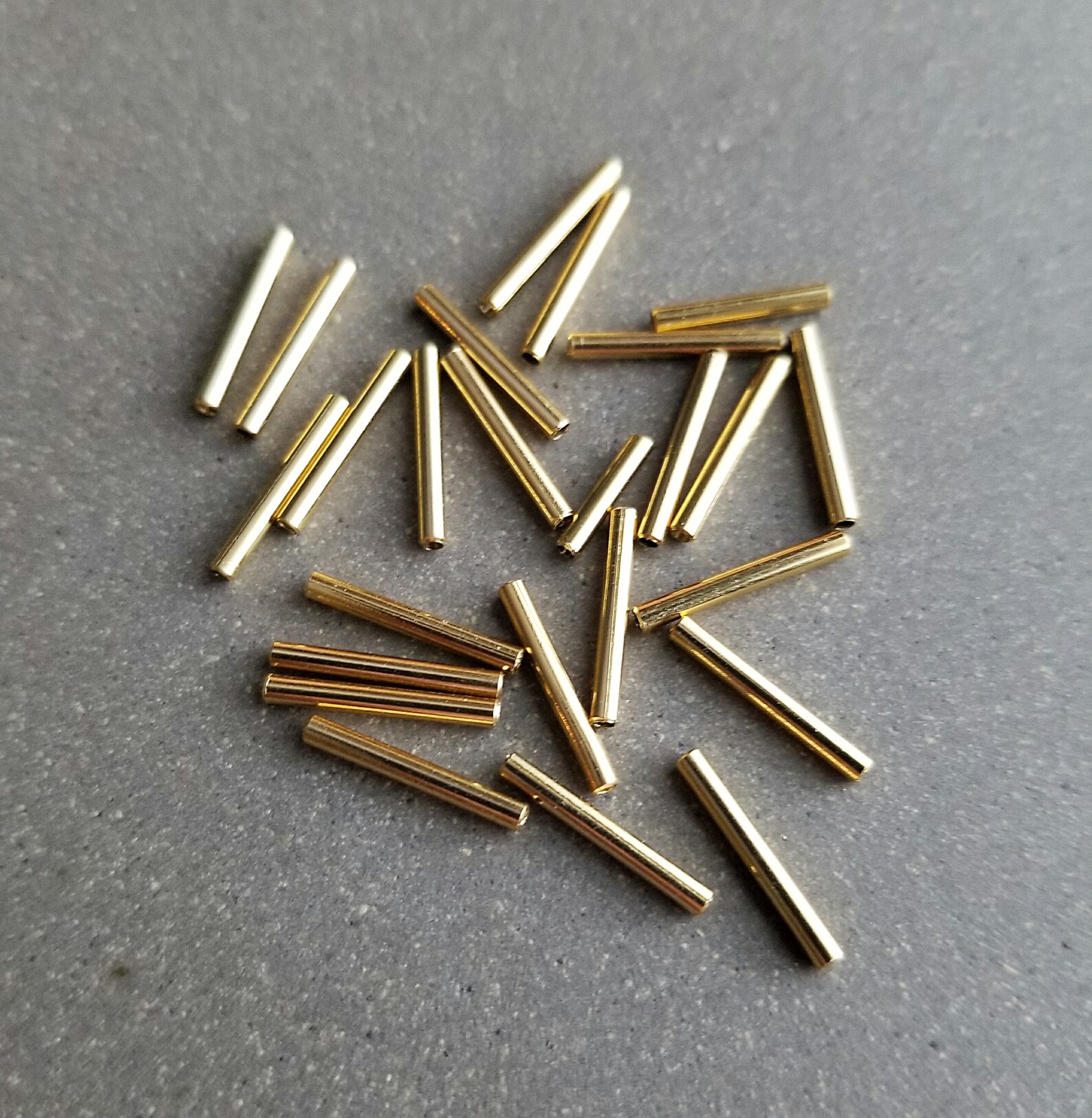 Gold Bugle Beads 10mm X 1mm Tube Beads Gold Plated Brass - Etsy