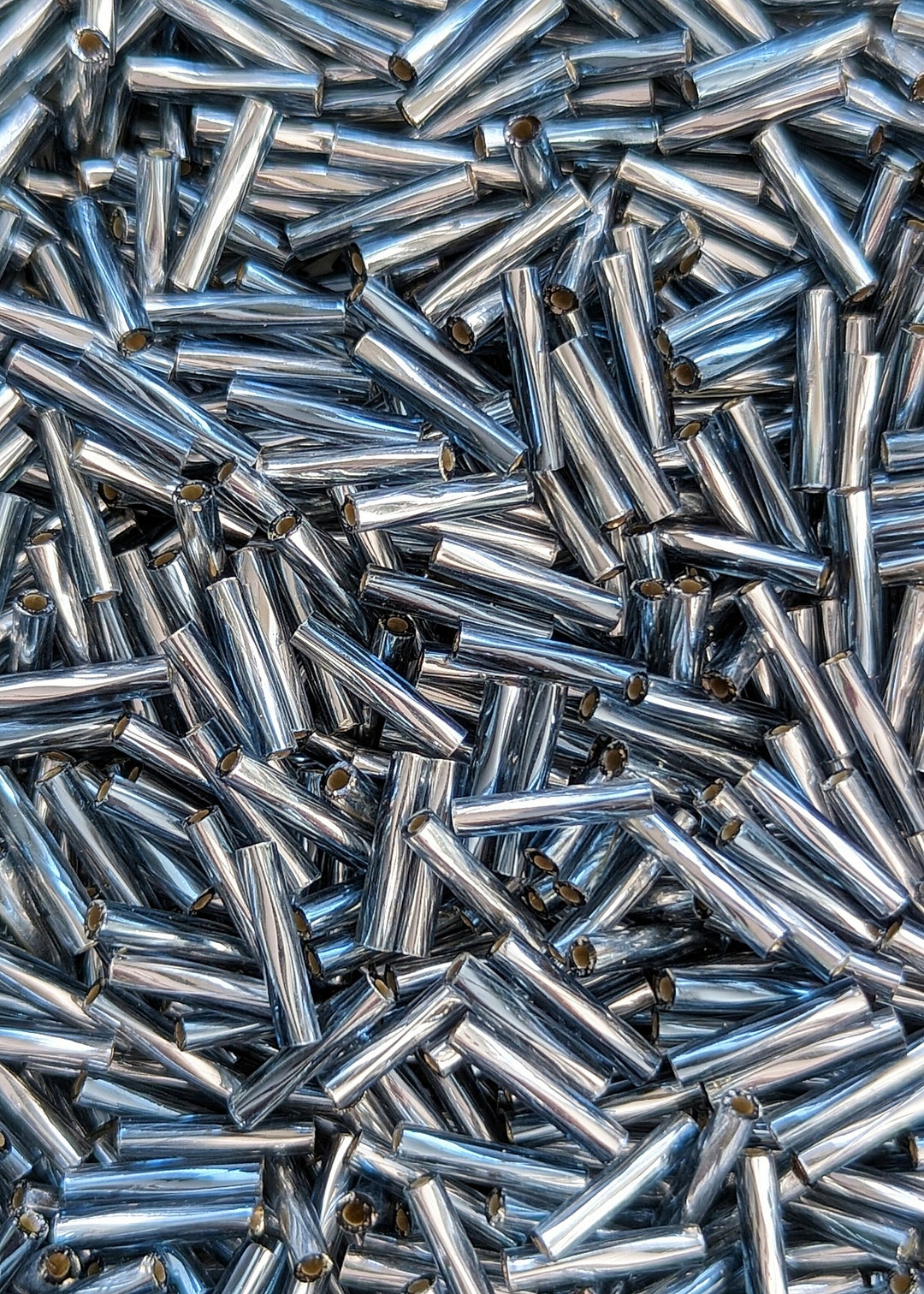 2.7mm X 12mm Twisted Bugle Beads - S/L Crystal / Montana Blue - 10 ...