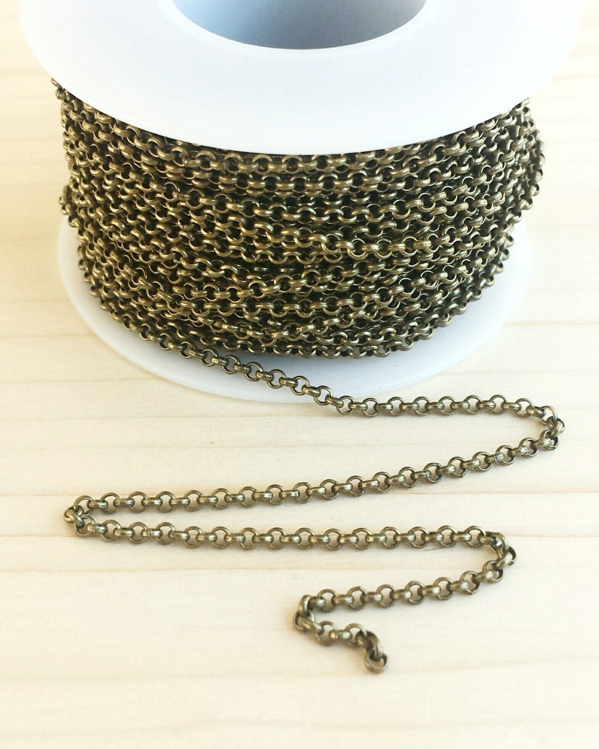 Antique Brass 2mm Rolo Chain - Bulk Chain: 5, 10, 25, or 50 Feet - Dark ...