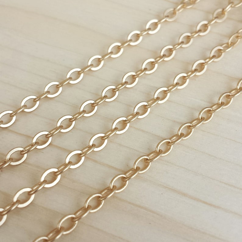 Satin Gold 4x3mm Flat Cable Chain Bulk Chain 5 Feet 10 - Etsy