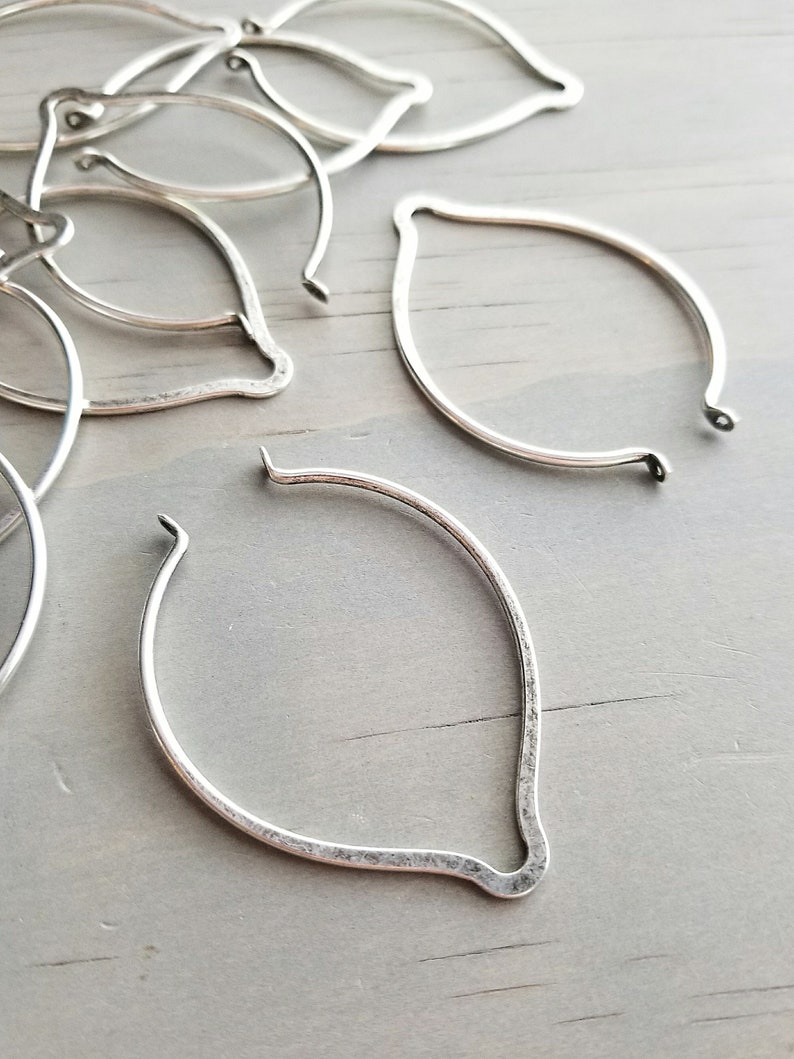 Open Pointed Oval Frame Silver 2 Pieces 51mm X - Etsy