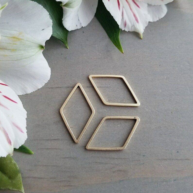 Satin Gold Diamond Links - 4 or 10 Pcs, Electroplated Pewter Component ...