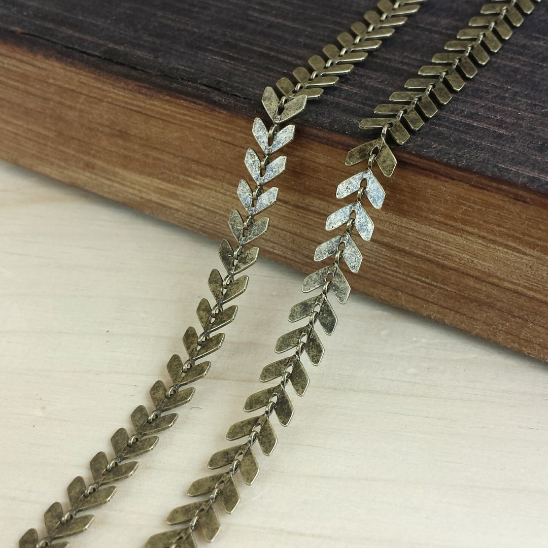 Antique Brass 6.5mm Chevron Chain - Bulk Chain: 1, 3, 10 or 25 Feet ...