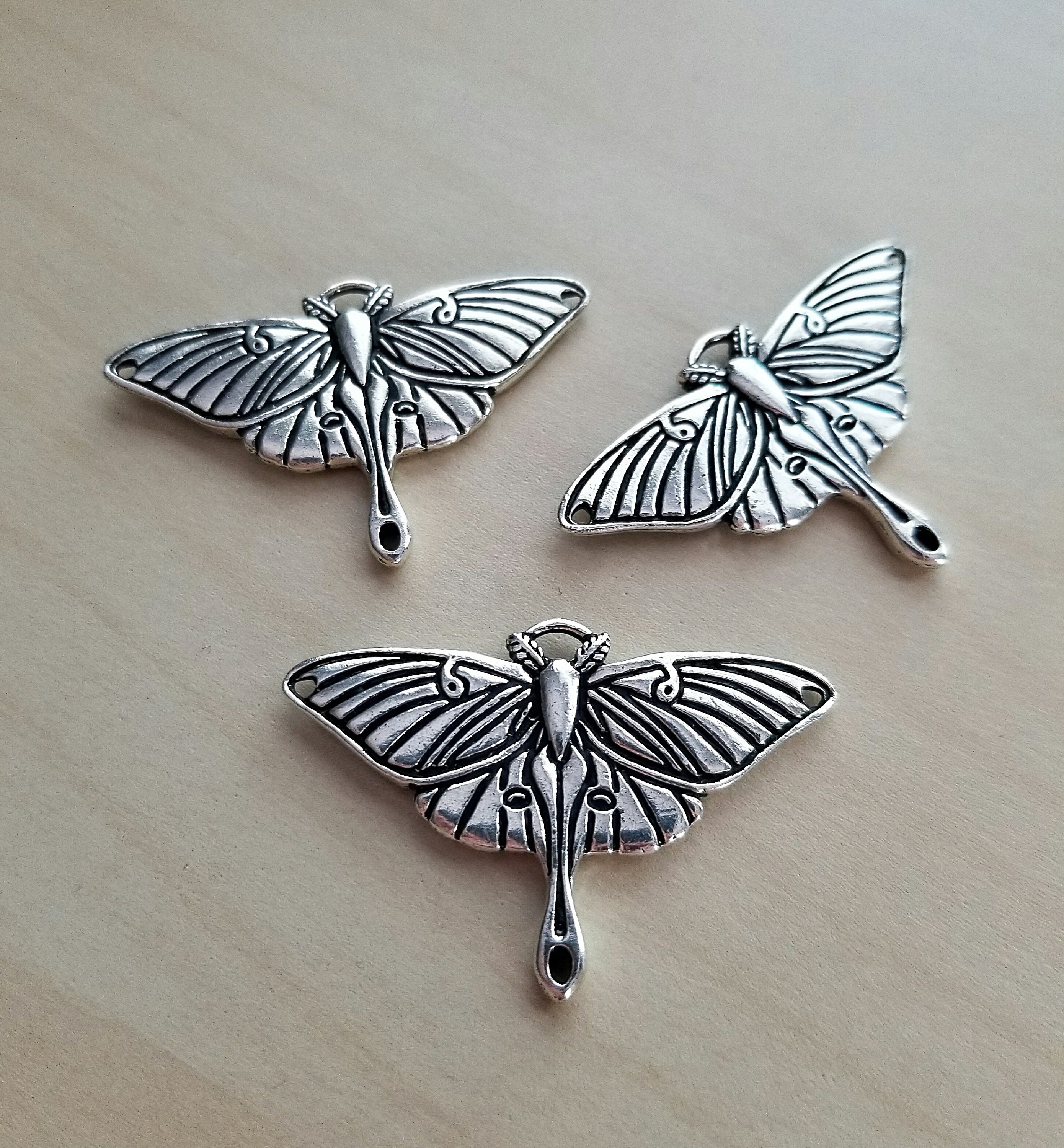 Luna Moth Link Silver 2 pieces 4 holes 39.4mm | Etsy
