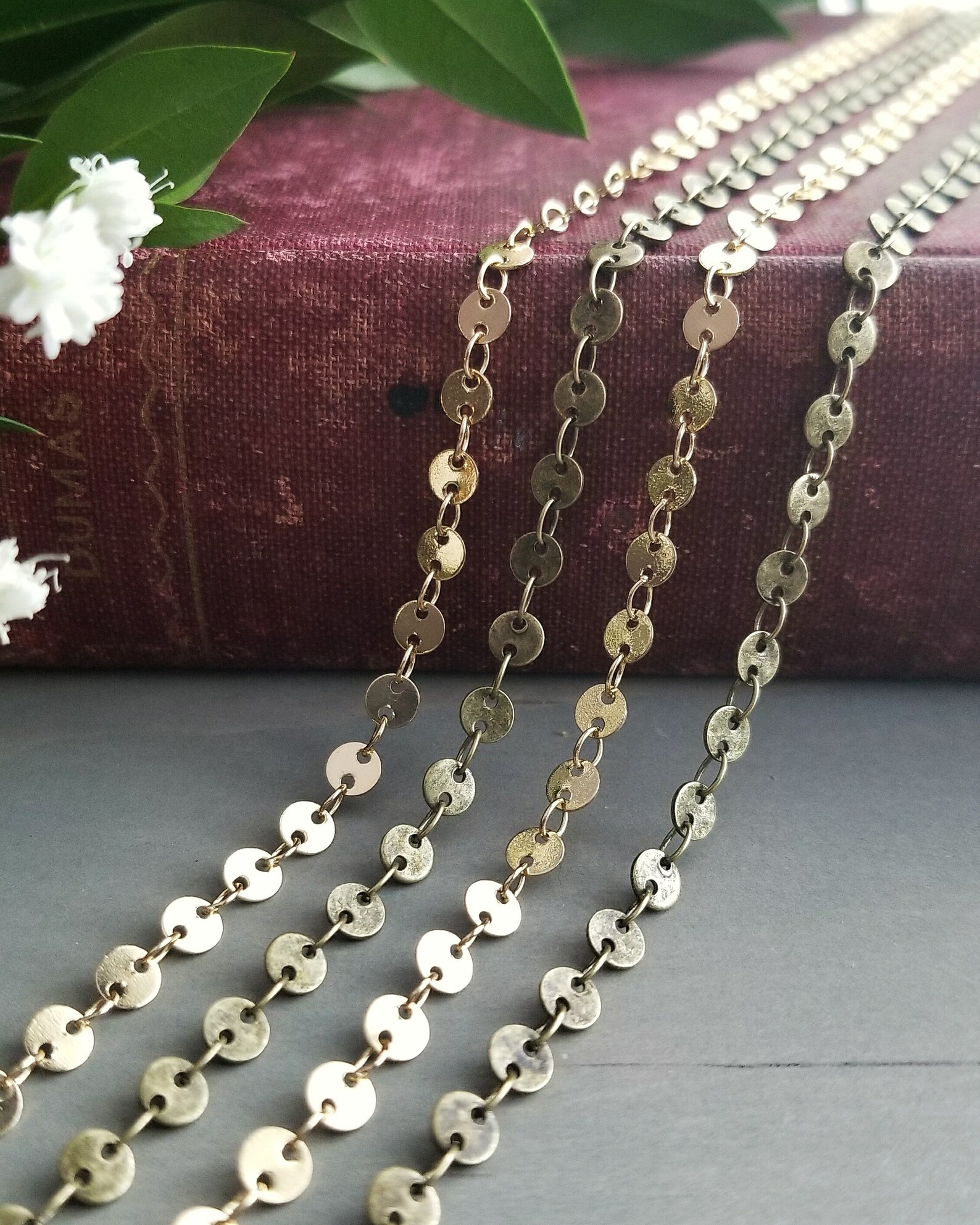 4mm Round Disc Chain Antique Brass Finish Bulk Chain 1 | Etsy