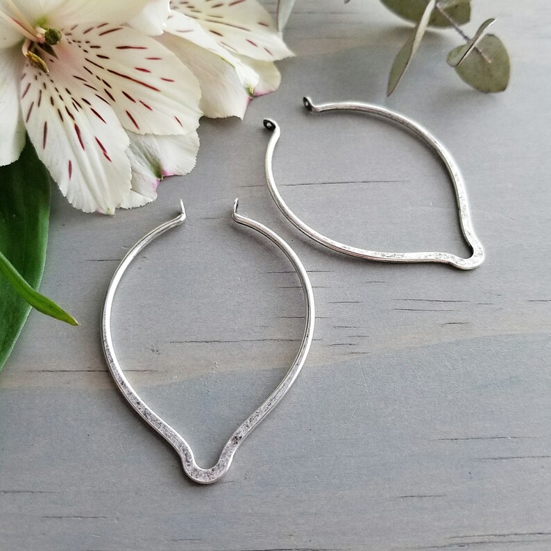 Open Pointed Oval Frame Silver 2 Pieces 51mm X - Etsy