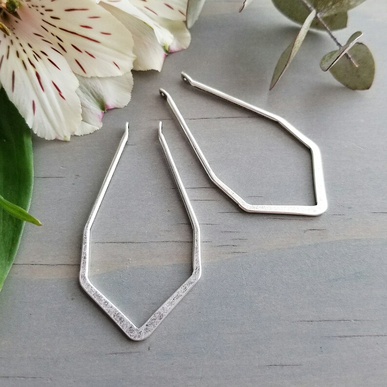 Open Geometric Frame Silver 2 Pieces 51mm X 26mm | Etsy