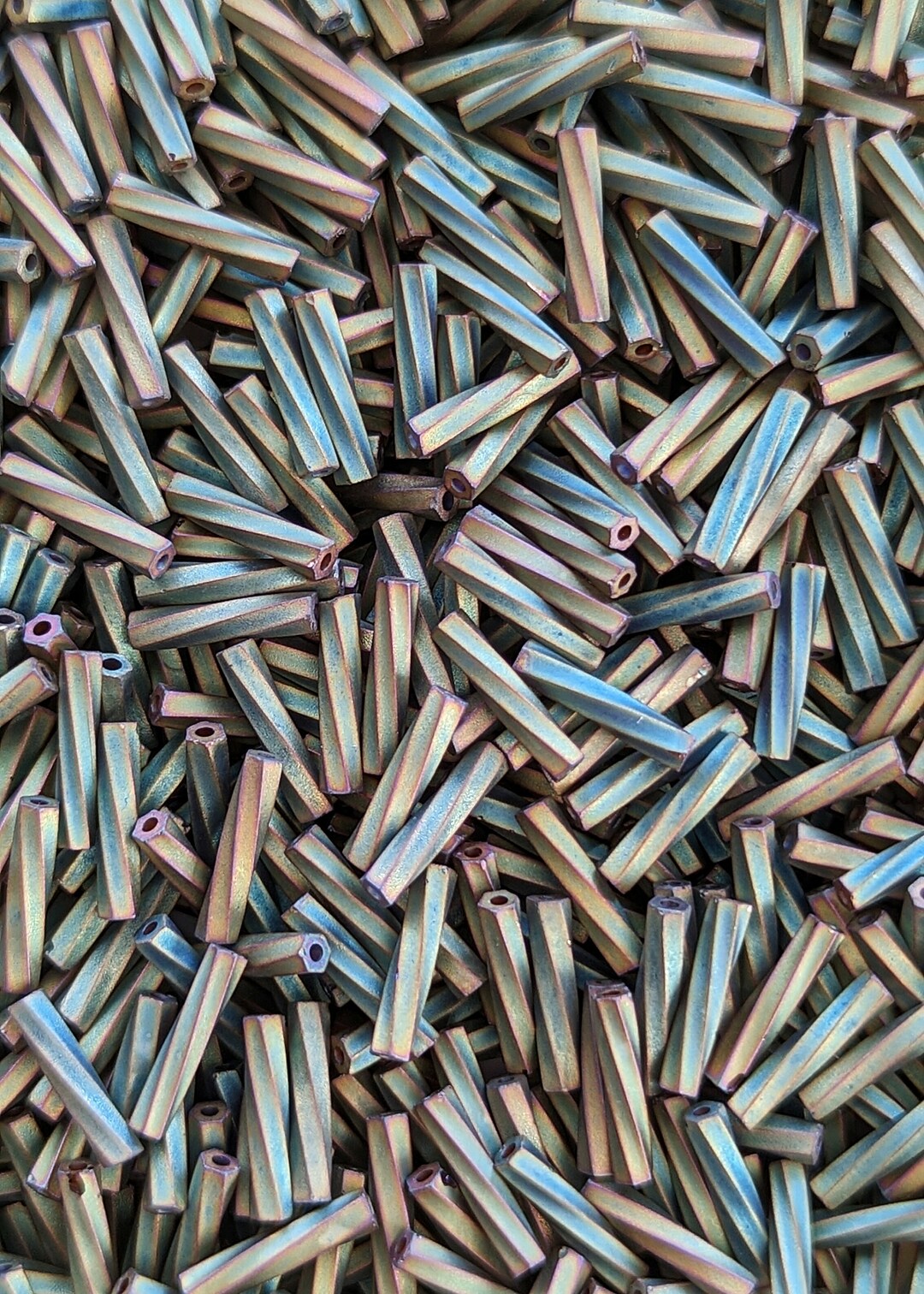 2.7mm X 12mm Twisted Bugle Beads - Matte Metallic Khaki Iris - 10 Grams ...