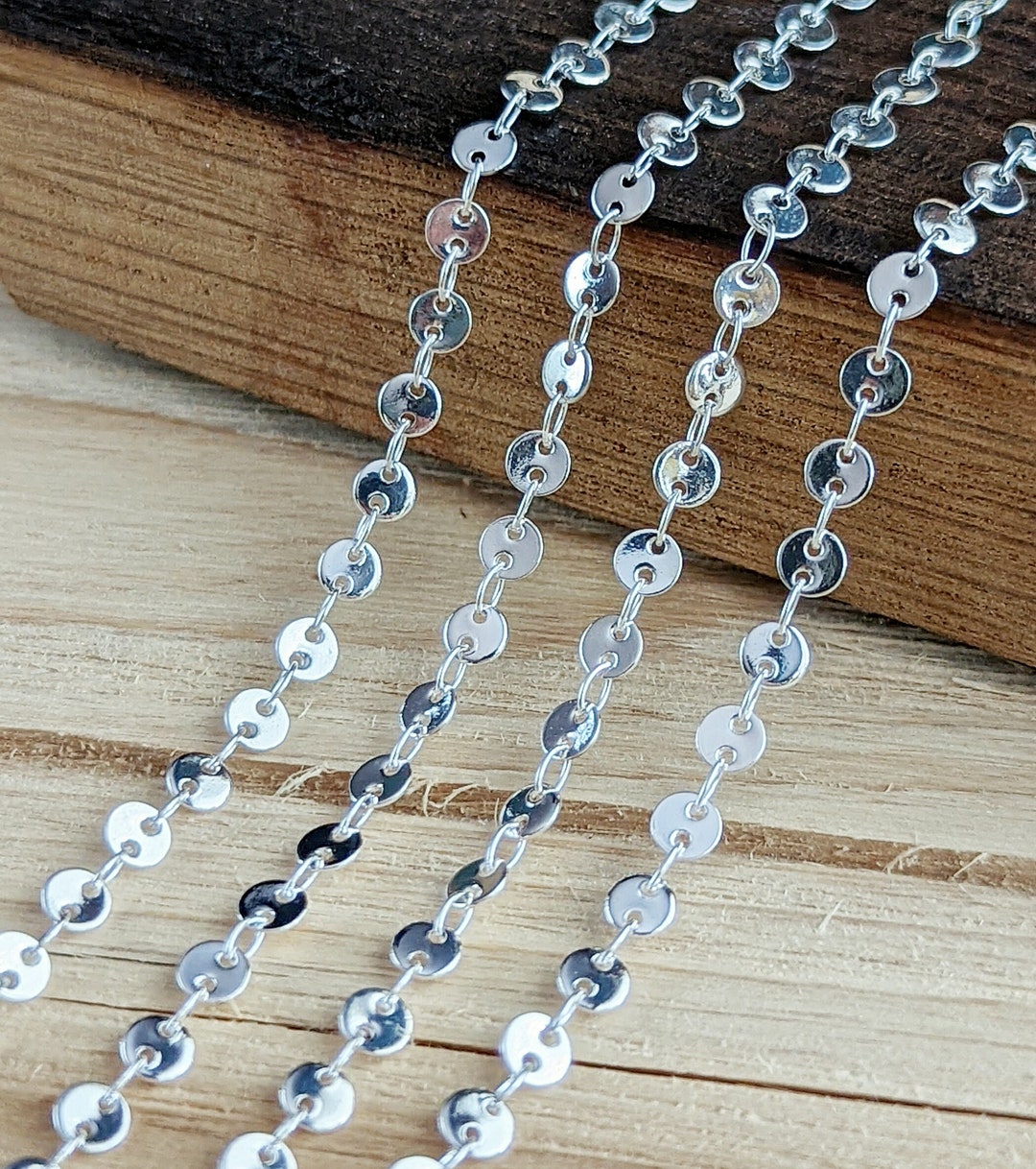 4mm Round Disc Chain - Silver Finish - Bulk Chain, 1 Feet, 3 Feet, 10 ...