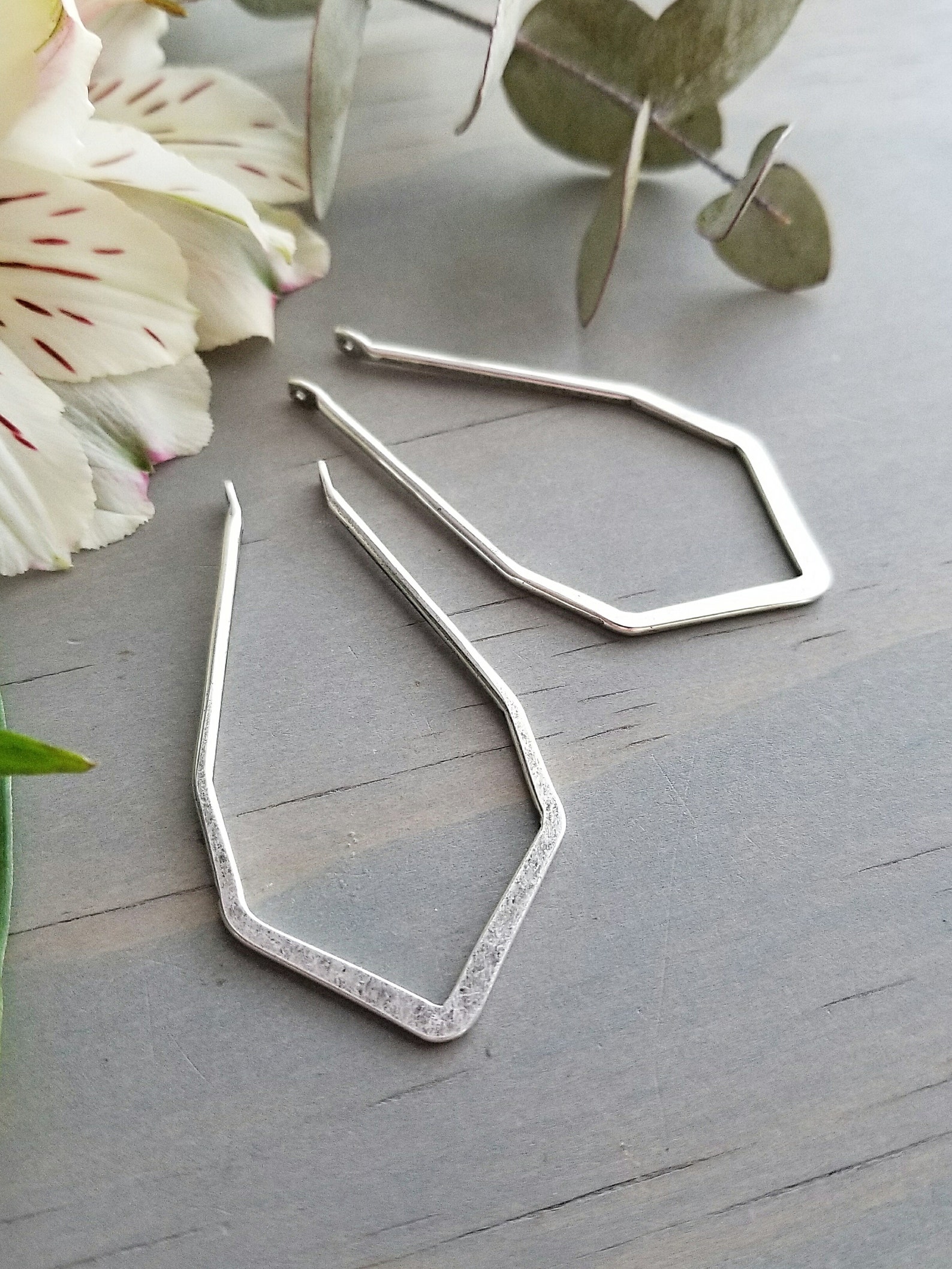 Open Geometric Frame - Silver >> 2 Pieces - 51mm X 26mm - Open Diamond ...