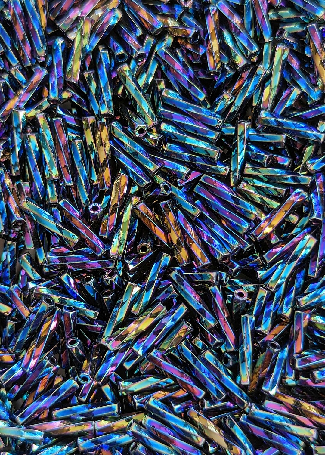 2.7mm X 12mm Twisted Bugle Beads Metallic Blue Iris 10 Grams Miyuki ...