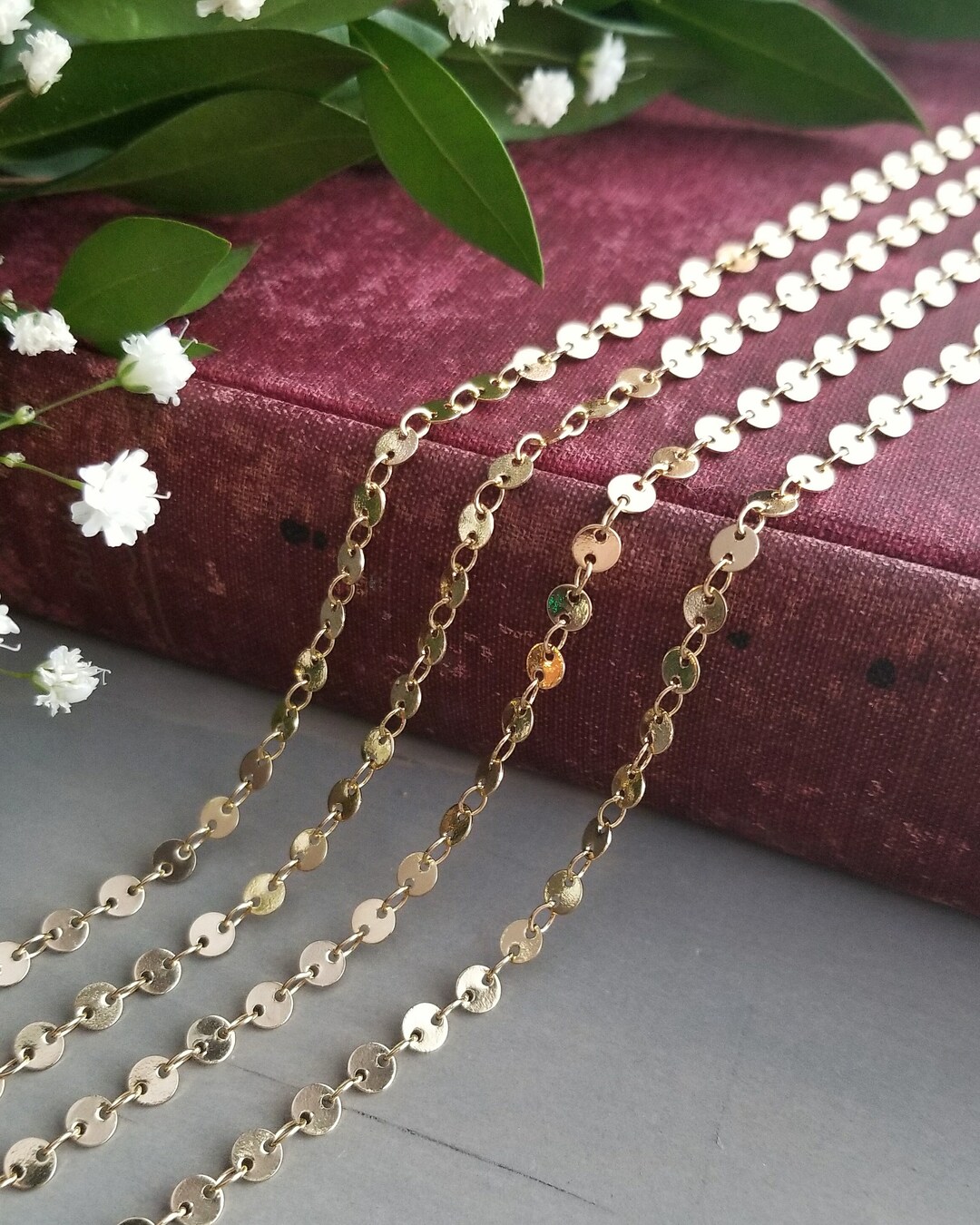 4mm Round Disc Chain - Gold Finish - Bulk Chain, 1 Feet, 3 Feet, 10 ...