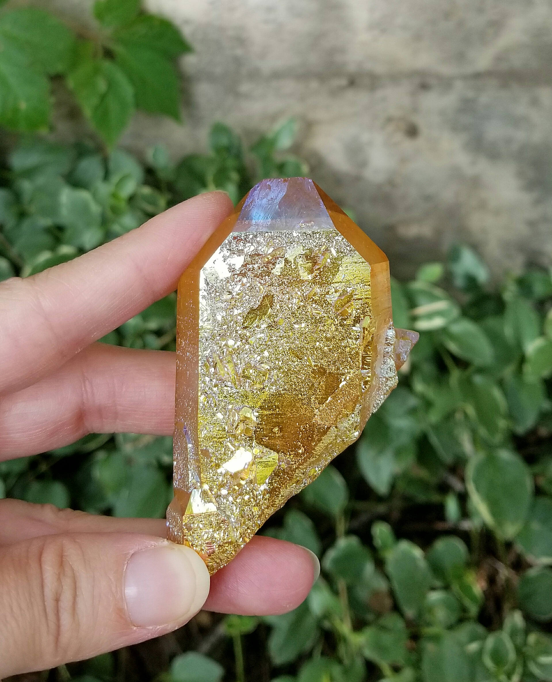 Sunset Aura Quartz Crystal Large Yellow Orange | Etsy