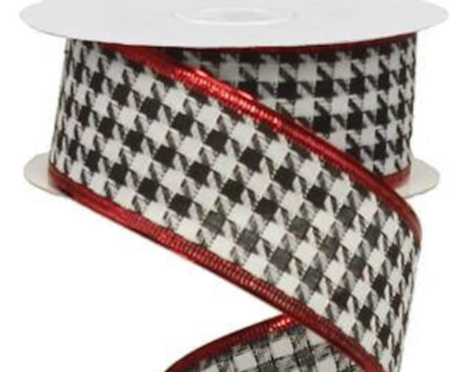 RIBBON Wired Ribbon Red Ribbon Checkered Ribbon Houndstooth Floral ...