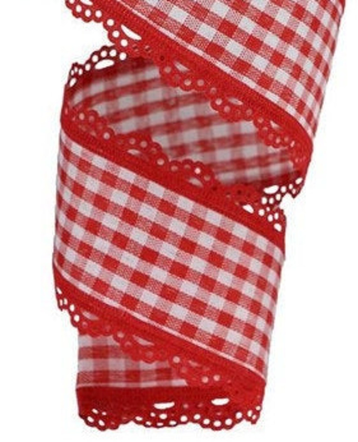 Red White Scalloped Wired Ribbon by the Roll 2.5 X 10 | Etsy