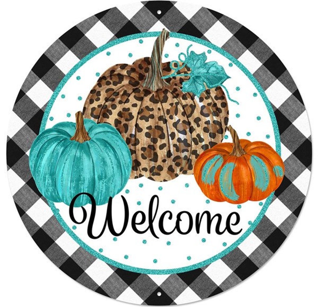 12" Round Metal Welcome Sign - Wreath Enhancement - Fall Sign - Etsy