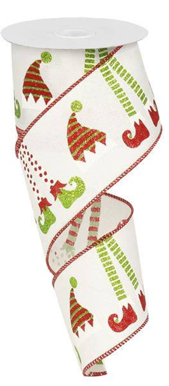 RIBBON Wired Ribbon White Ribbon Elf Legs Elf Hat - Etsy