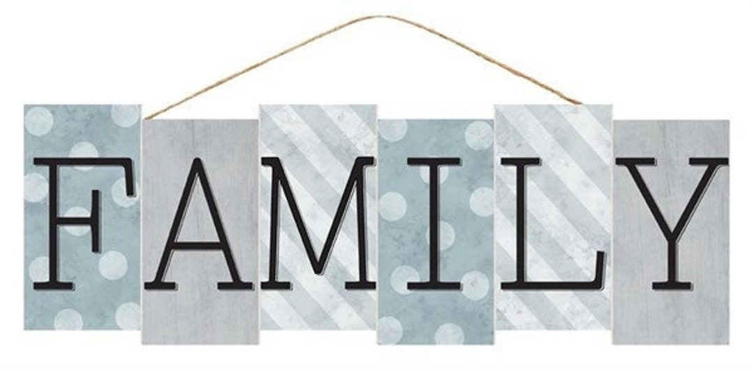 14"l X 4.75"h Light Grey & Blue Family Sign - AP7033 - Etsy