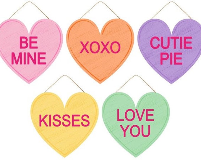 12"l X 11.5"h Assorted Message Candy Hearts Sign - AP877199 - Etsy