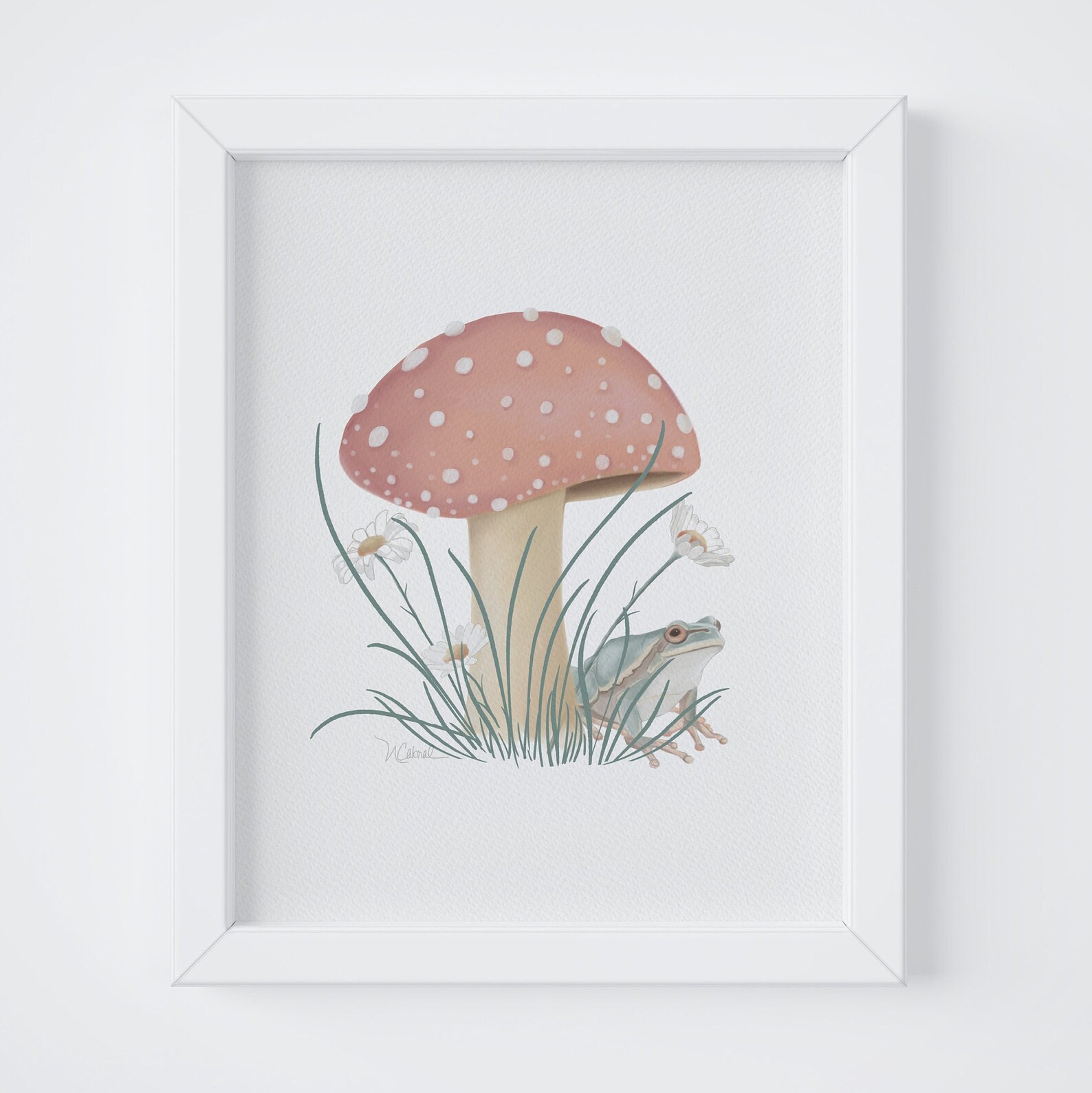 Toadstool and Frog Nursery Art Printable Illustration - Etsy