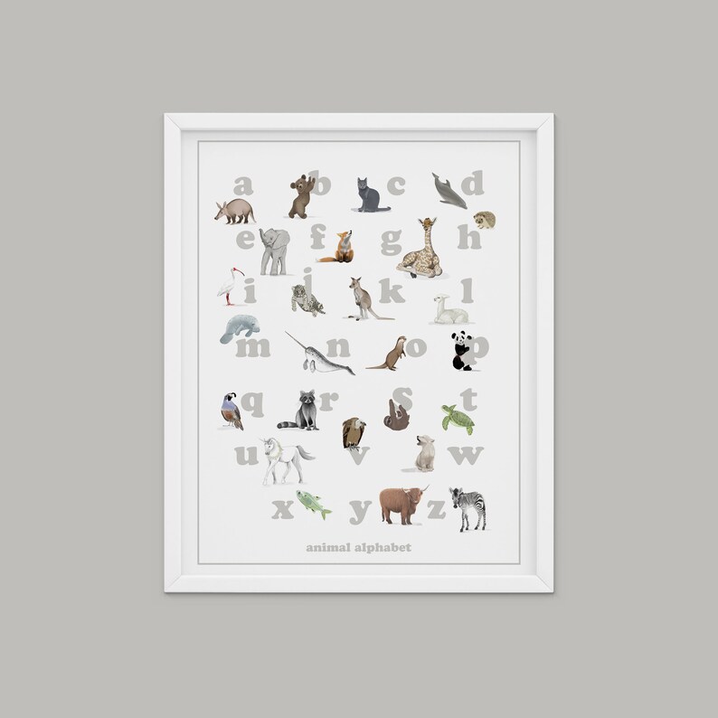 Animal Alphabet Poster Nursery Printable Animal Nursery Art - Etsy