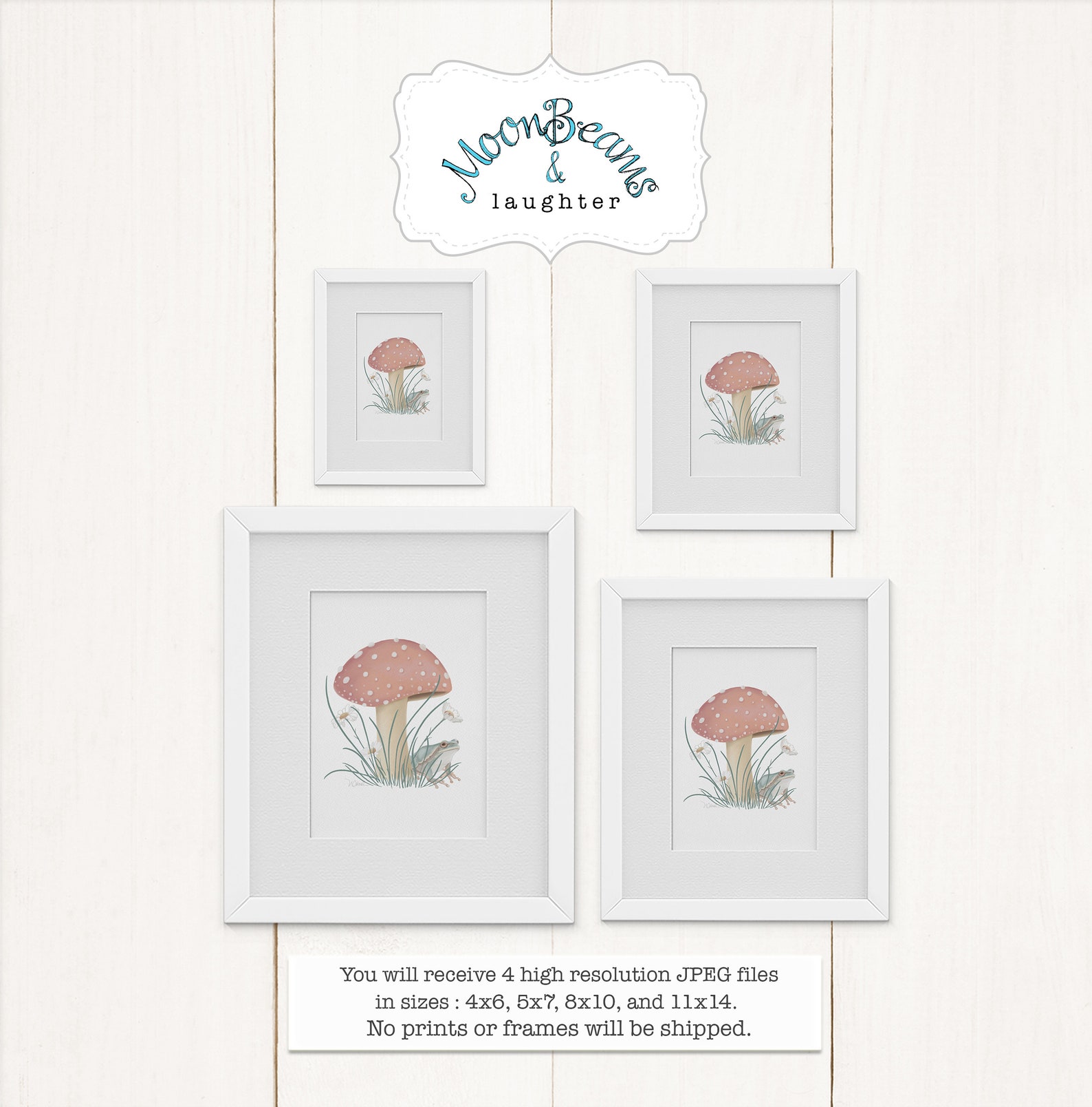 Toadstool and Frog Nursery Art Printable Illustration - Etsy