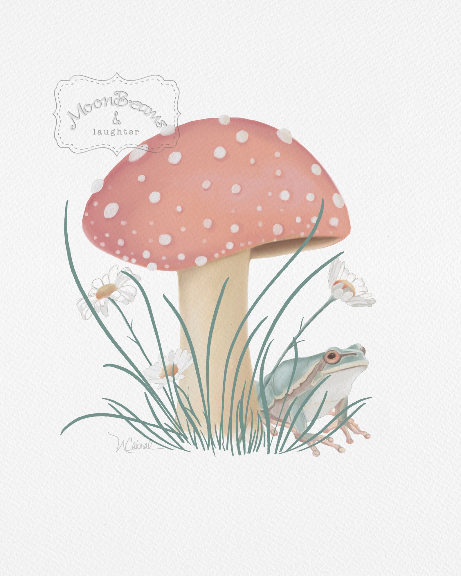 Toadstool and Frog Nursery Art Printable Illustration - Etsy