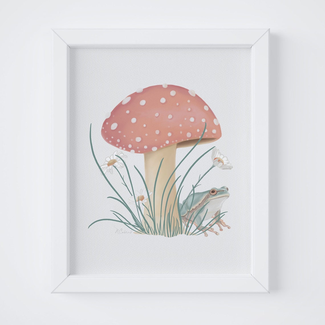 Toadstool and Frog Nursery Art Printable Illustration - Etsy